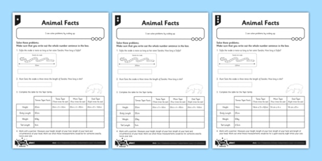 Differentiated Animal Scaling Problems Worksheet / Worksheet Pack