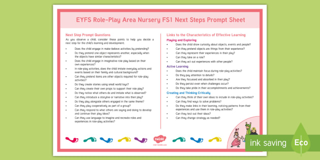 * NEW * EYFS Role-Play Area Nursery FS1 Next Steps Prompt Poster