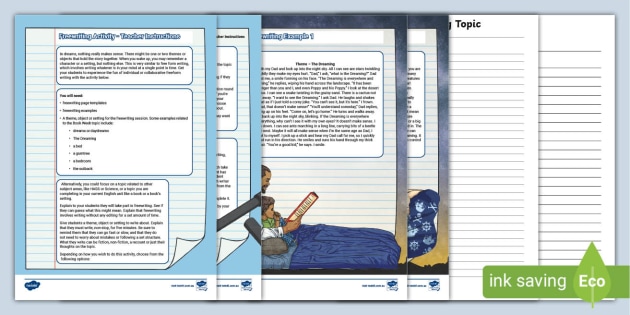 Book Week 2022 Freewriting Activity - Year 6 English