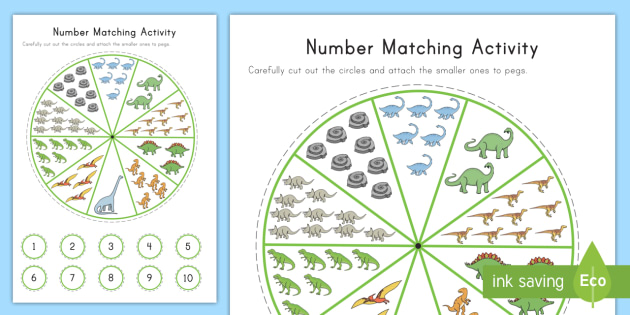Dinosaurs Number Matching Activity