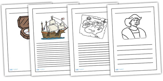 FREE! - Christopher Columbus Writing Frame Standard LinedBlack and White