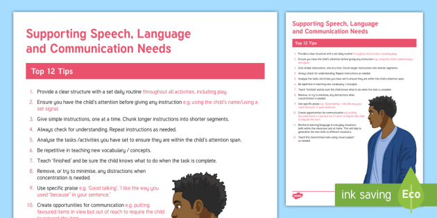 How to Support SLCN in the Classroom Strategy Sheet