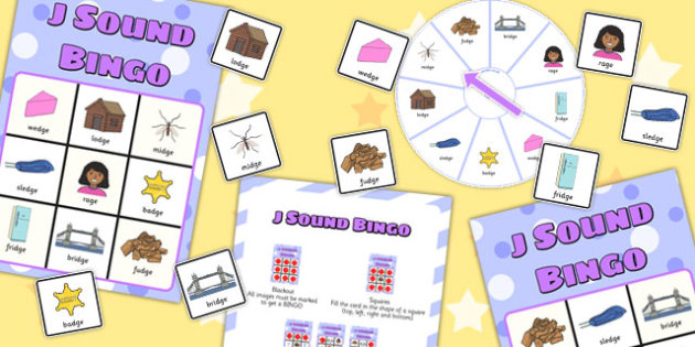 Final 'J' Sound Spinner Bingo (teacher made)