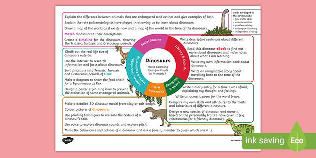 Dinosaurs P4 Mini Home Learning Topic (teacher made)