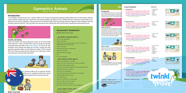 FREE! - Move PE Year 1 Gymnastics: Animals Unit Overview