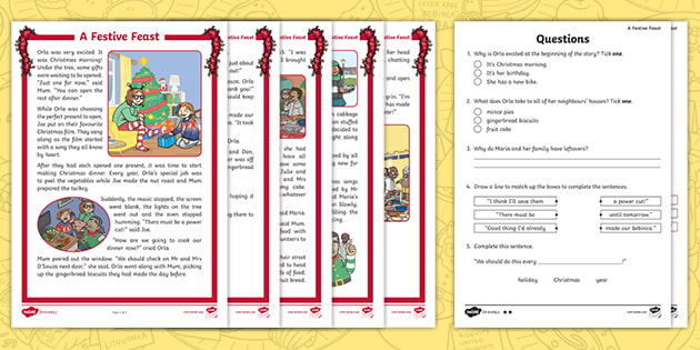 Year 2 A Festive Feast Differentiated Reading Comprehension Activity