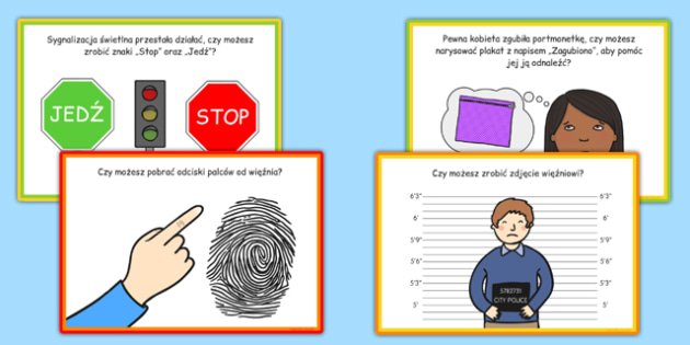 Karty z wyzwaniami Posterunek Policji po polsku - policja