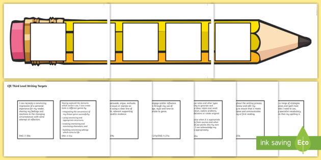 Third Level Writing Targets Visual Aid (teacher made)