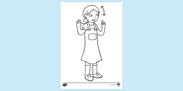 FREE! - Girl Talking Animatedly, Nodding, Eyes Open Colouring Sheet