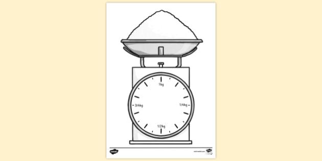 FREE! - Scales with One Kg Sugar Colouring Sheet | Colouring Sheets