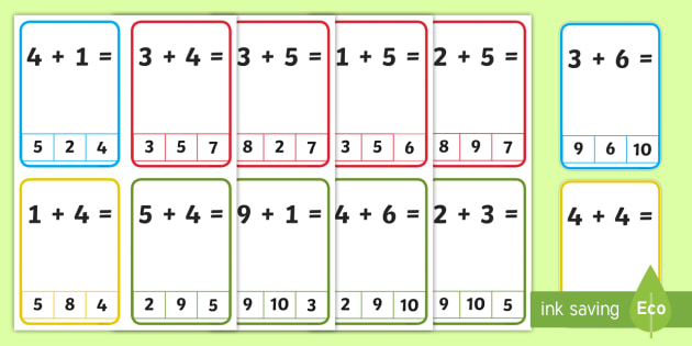Peg Card Sums Within 10 (teacher made)