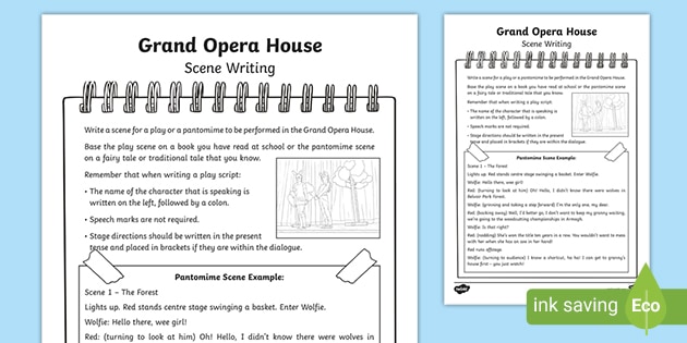 Grand Opera House Scene Writing Worksheet (teacher made)
