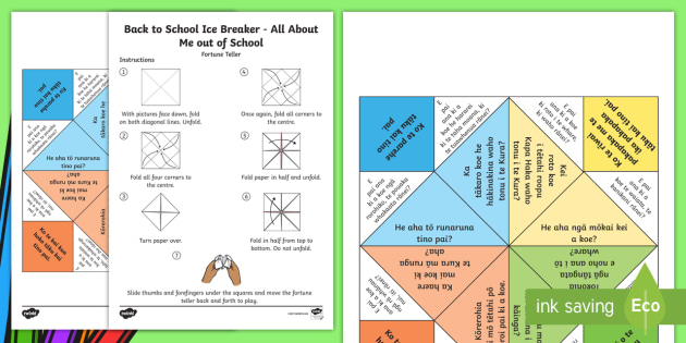 Back to School Ice Breaker All About Me Out of School Fortune Teller ...