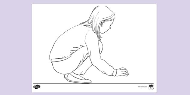 FREE! - Child Crouching - Colouring Sheet (teacher made)