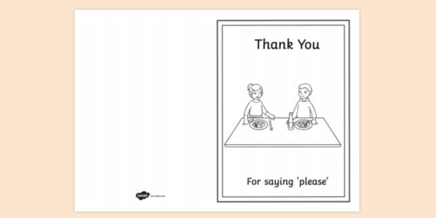FREE! - Child Saying Please Thank You Card Colouring Activity