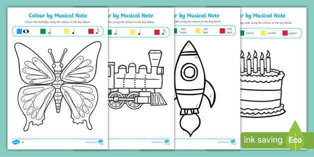 Colour By Musical Note Differentiated Activity Sheets