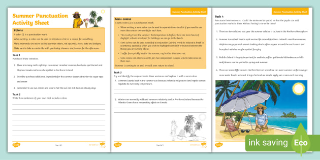 Summer Punctuation Activity Sheet (teacher made)