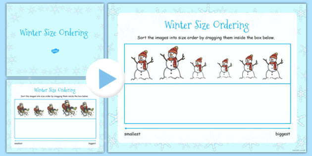 Winter Size Ordering Activity IWB (teacher made)