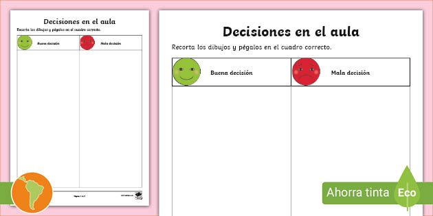 Hoja de actividad: Decisiones en el aula (teacher made)