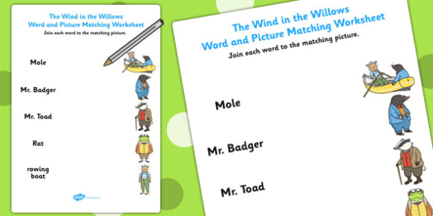 The Wind in the Willows Word and Picture Match