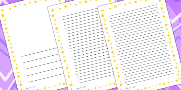 Yellow Star Border - writing templates, writing border, write