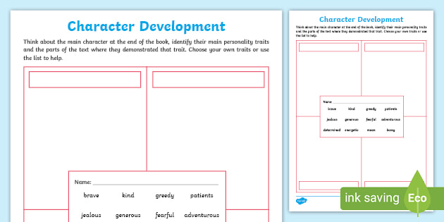 Character Building Worksheet