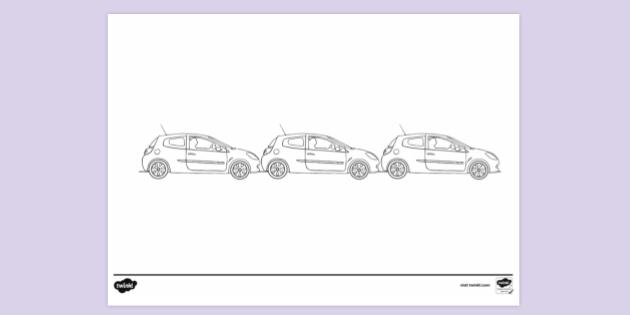FREE! - Three Cars Bumper To Bumper Colouring | Colouring Sheets