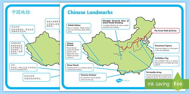 Chinese Landmarks Display Poster - English/Mandarin