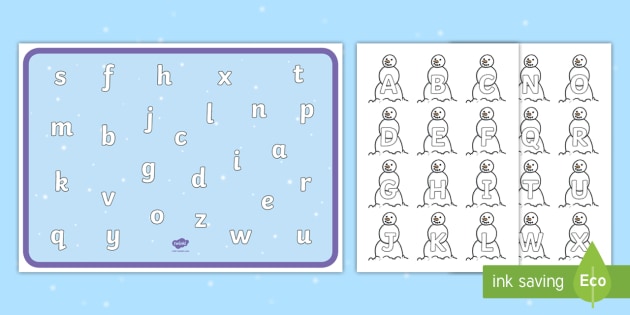 Winter-Themed Capital and Lower Case Letter Matching Game Activity
