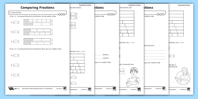 👉 Compare Fractions Differentiated Activity Sheet