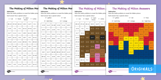 The Making of Milton Subtraction Maths Mosaics Worksheet / Worksheets