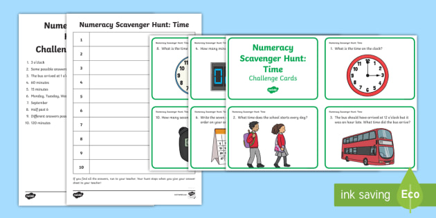 Time Scavenger Hunt (teacher made)