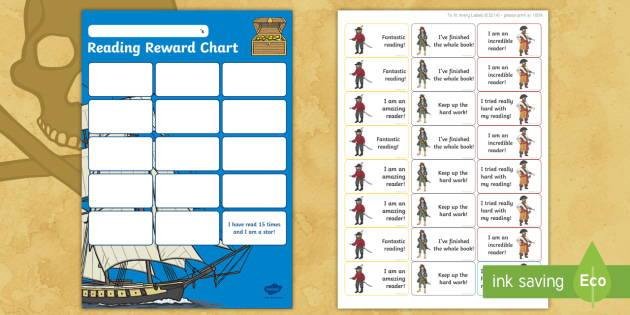 Pirates Themed Reading Sticker Reward Charts (teacher made)