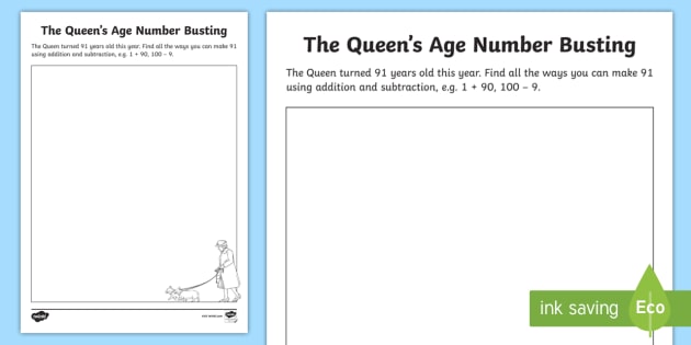 The Queen's Age Number Busting Worksheet / Worksheet