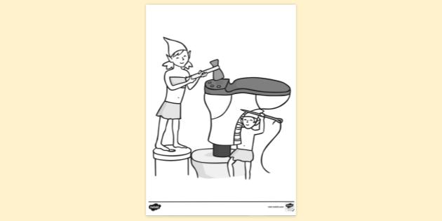 Elves Making Shoes Colouring Sheet - Primary Resources