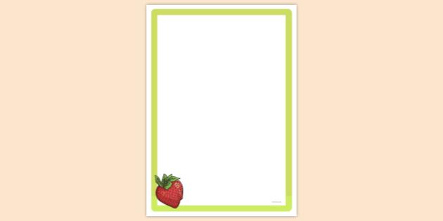 FREE! - Simple Blank Strawberry Page Border | Twinkl Page Borders