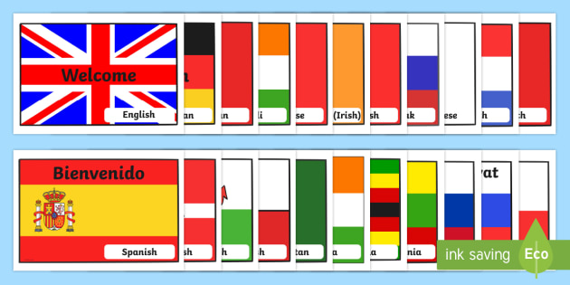International Welcome Flags with Country Display Posters - flags