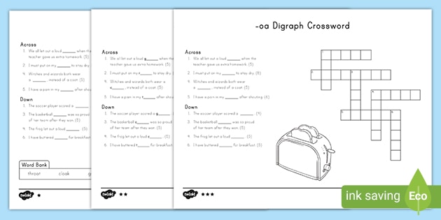 -oa Digraph Crossword Differentiated Activity (teacher made)