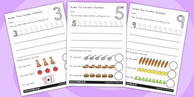 Number Formation Worksheets - number formation, motor skills