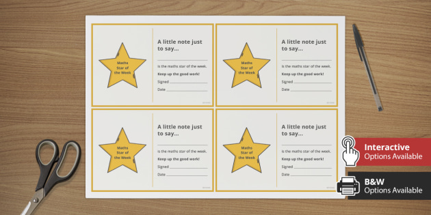 👉 Maths Star of the Week Reward Postcards (teacher made)