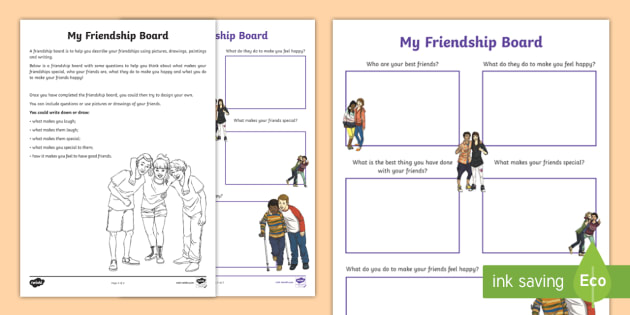 My Friendship Board Worksheet (teacher made)