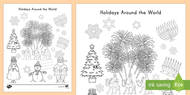 Holidays Around the World Coloring Sheet