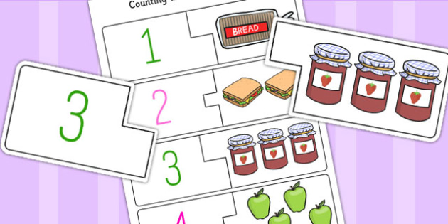 Food Themed Counting Matching Puzzle - ESL Counting Puzzle