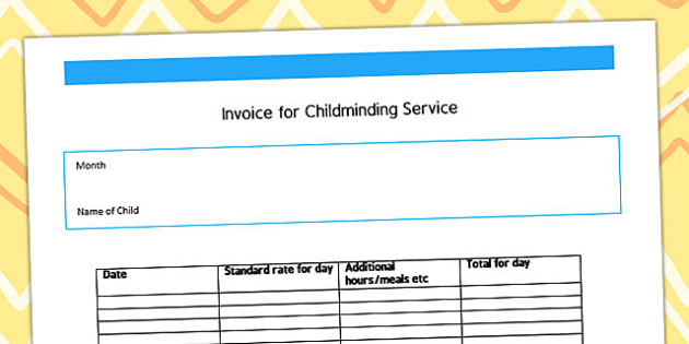 Childminder Invoice Template Best Template Ideas