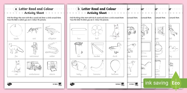 Alphabet Read and Colour Activity Sheet Bumper Pack