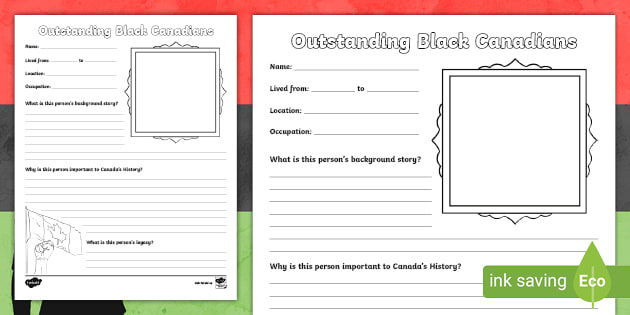 FREE Outstanding Black Canadians Biography Research Writing Template
