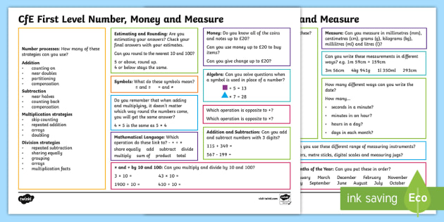 Number, Money and Measure Maths Mat (teacher made)