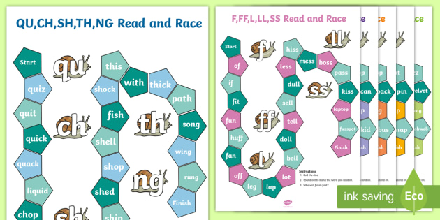 * NEW * Phase 2 & Phase 3 Phonics Read and Race Game Bumper Activity Pack