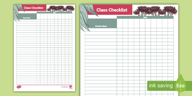 Eucalyptus Class Checklist (Teacher-Made)