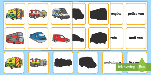 People Who Help Us Vehicles Shadow Matching Cards